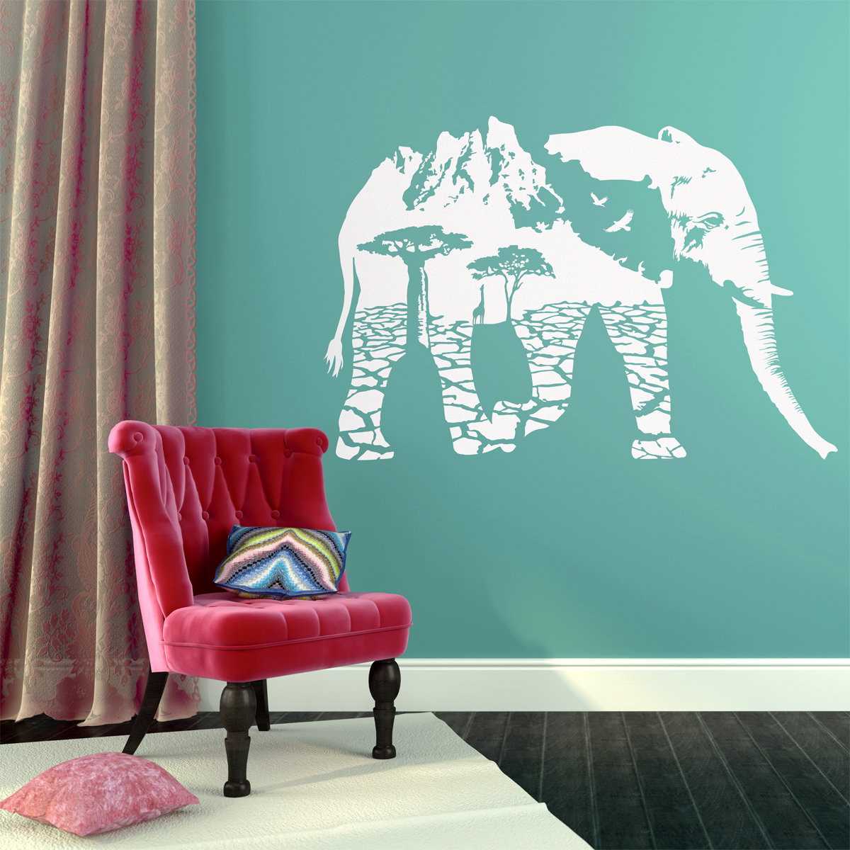 Double Exposure Elephant Wall Sticker – art from scratch